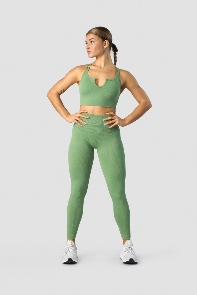 Ribbed Define Seamless Strappy Bra Light Green | ICIW